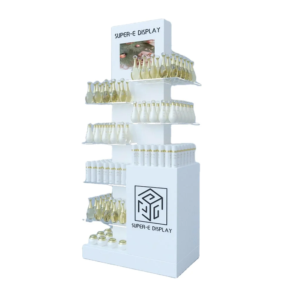 Retail Cosmetic Display Shelf Metal Wood Display Racks Cosmetics Beauty ...