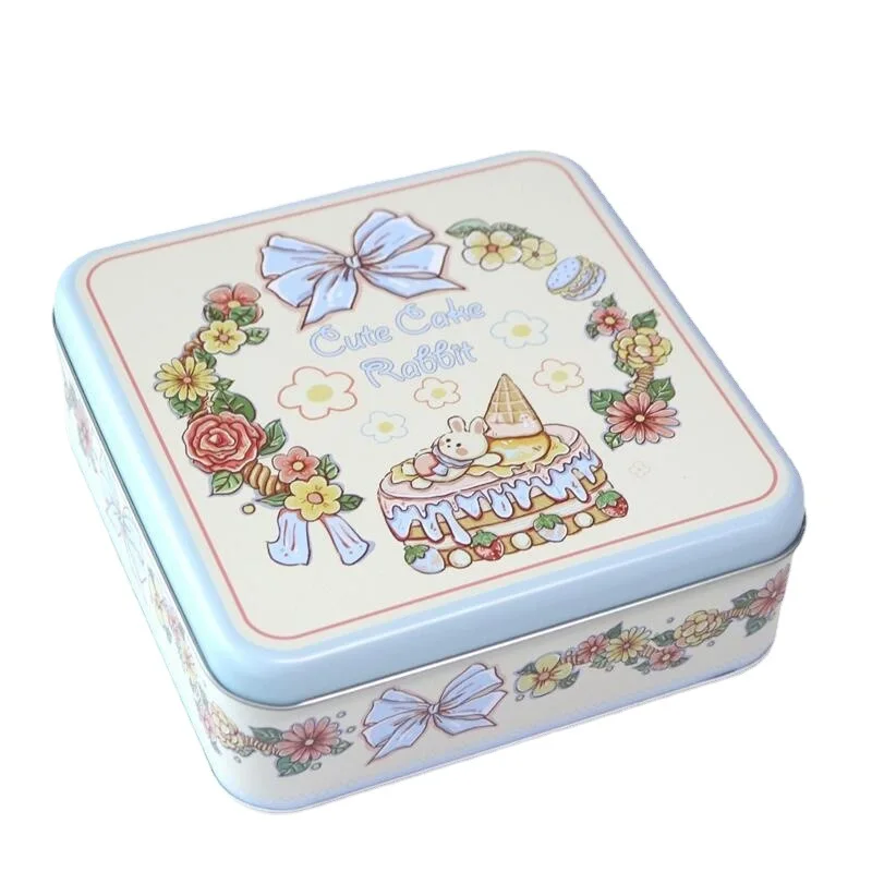 Cute Cartoon Square Iron Box Biscuit Box Candy Snack Gift Box - Buy ...