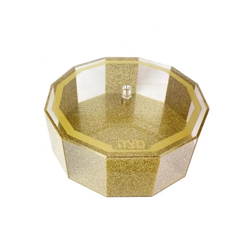 Custom Dodecagon Silver Glitter Storage Box With Lid Acrylic Matzah Box ...