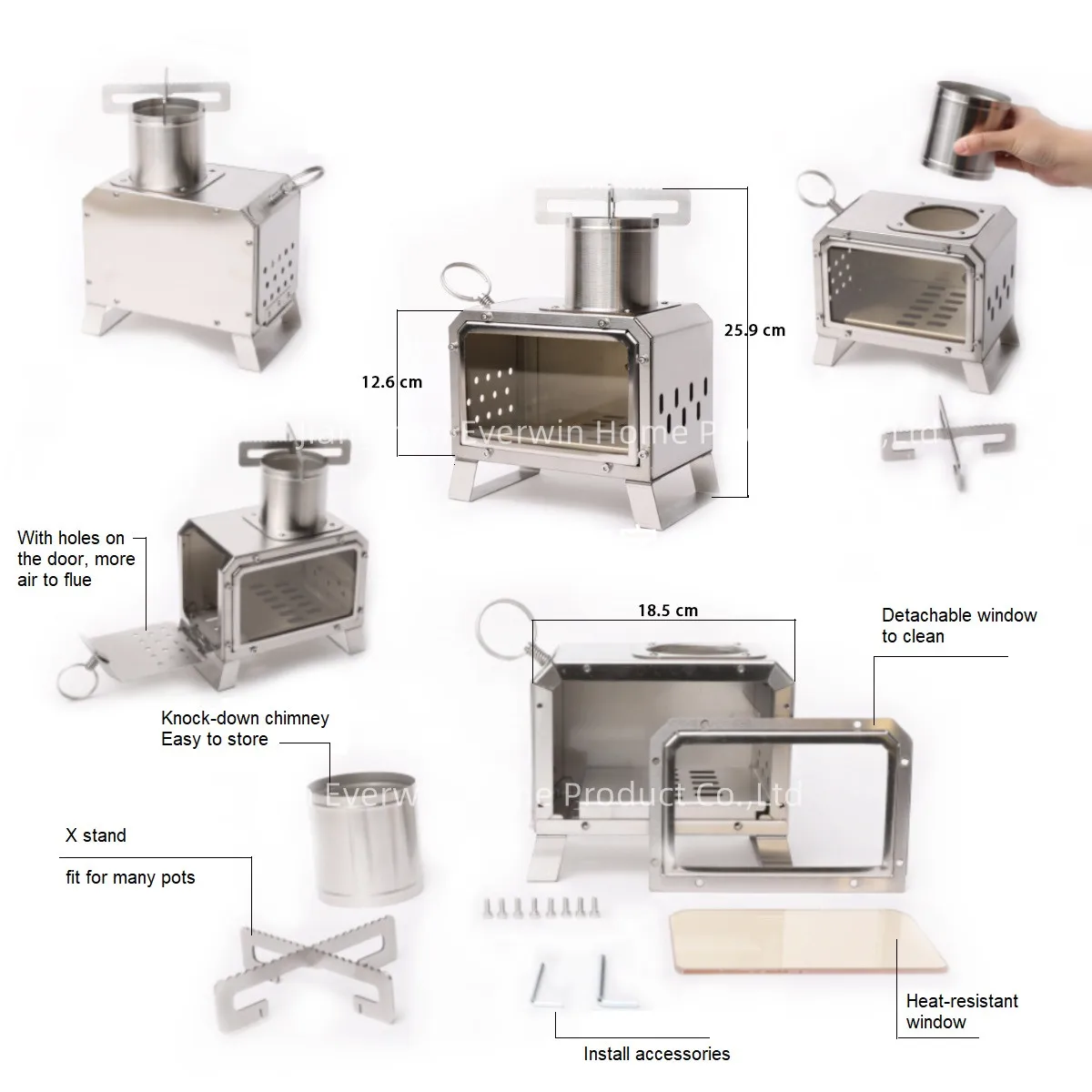 Detachable Rectangle Stainless Steel Outdoor Bonfire Stove Camping Fire ...