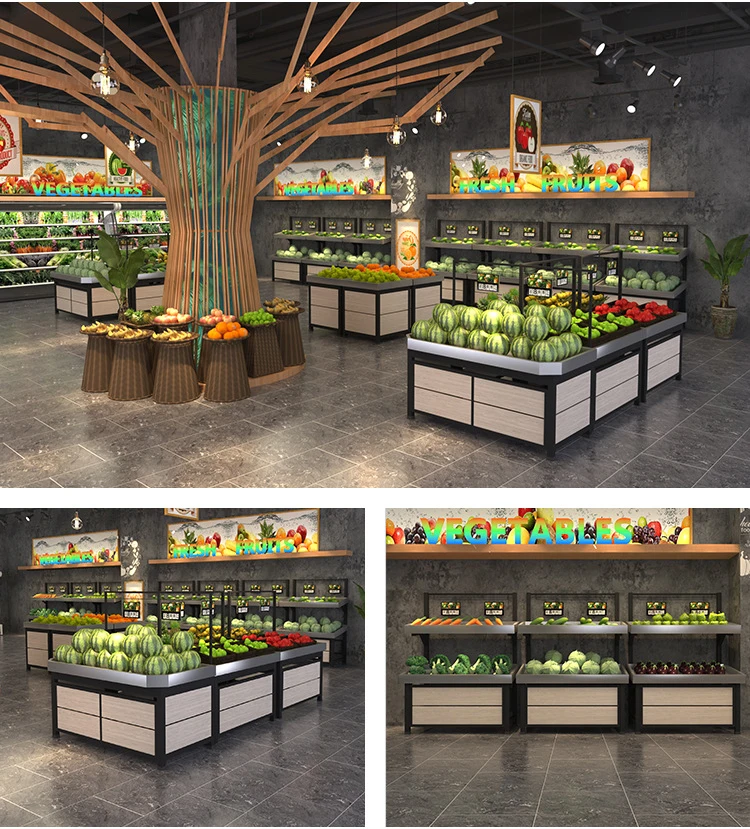 Shop Our Supermarket Fresh Vegetable Shelves - Wood & Steel