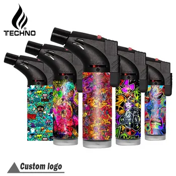 Techno Electronic Custom Logos Refillable Lighters Factory Windproof ...