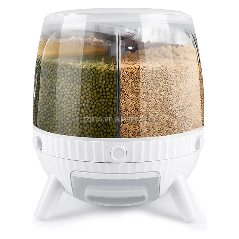 360 Rotating Rice Dispenser Food Dispenser 6 In 1 6-grid Rotatable ...