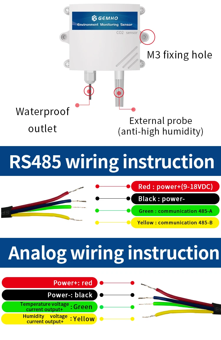 RS485 GEMHO Co2 Sensor - Reliable CO2 Monitoring Solutions