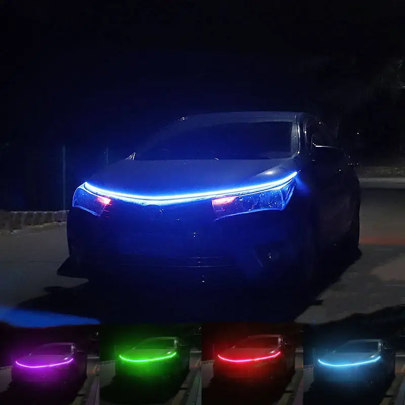 12V LED Scan Starting Car Hood Decorative Lamp Universal Car Daytime ...