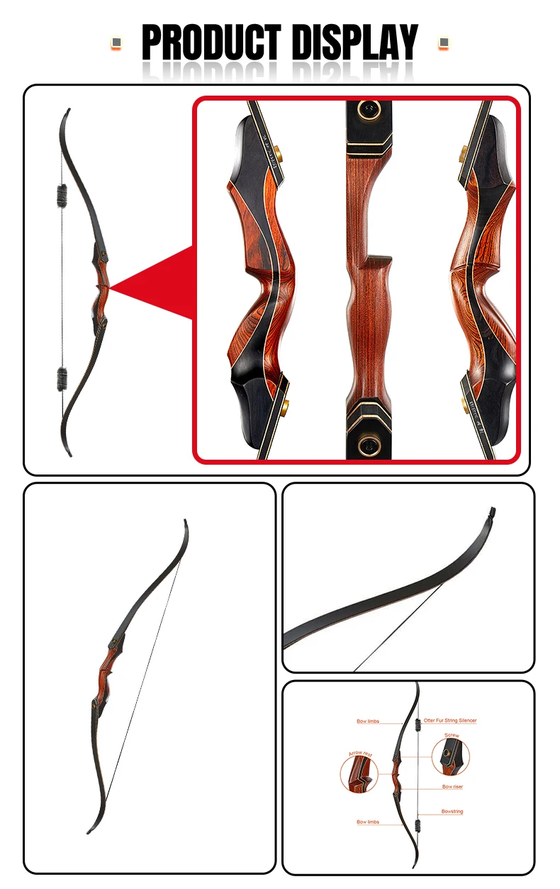 Hitop 60inch 50 Lbs Takedown Laminated Bow Traditional Wooden Bow ...