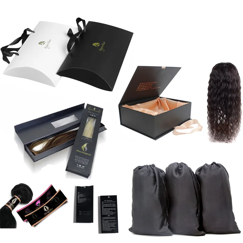 Custom Logo Virgin Hair Bundle Packaging Set Magnetic Packaging Box ...