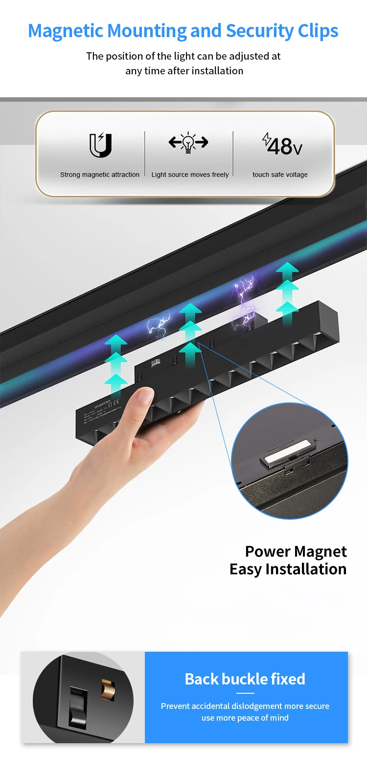 High Quality Adjustable Lighting Led Magnetic Track Light Aluminum 90 ...