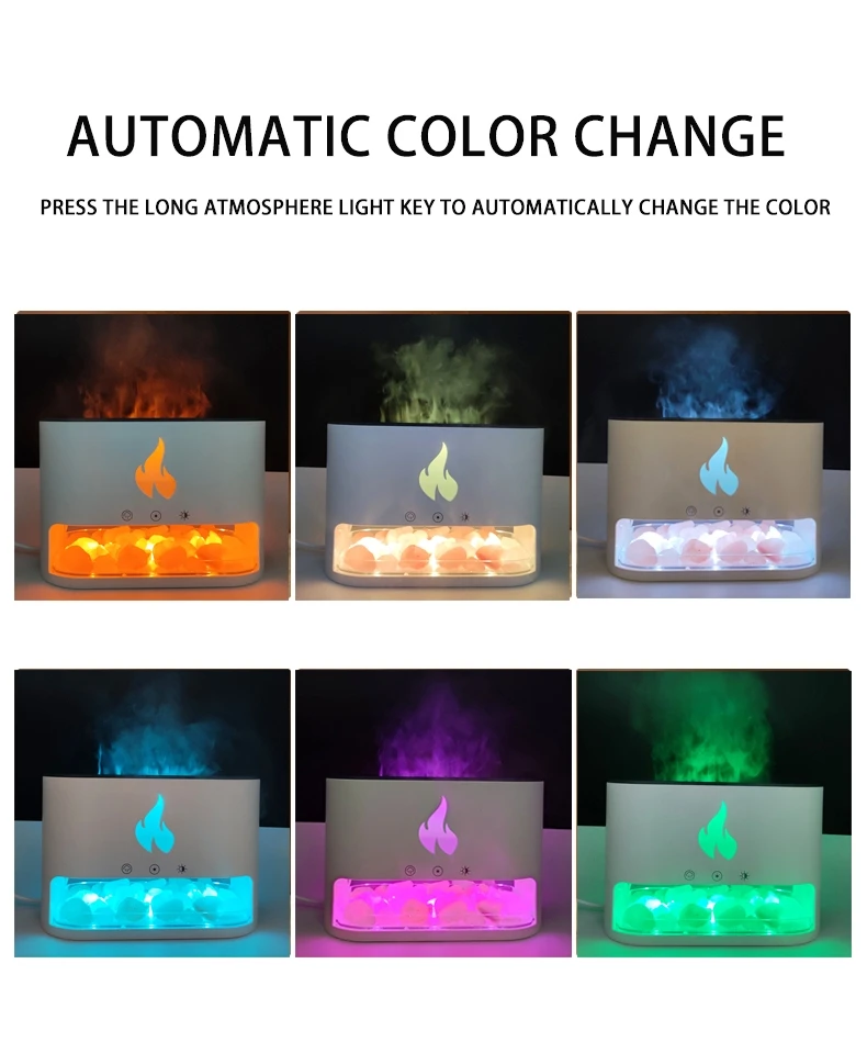 Customized Logo Ultrasonic Flame Aroma Diffuser - Himalayan Salt Lamp