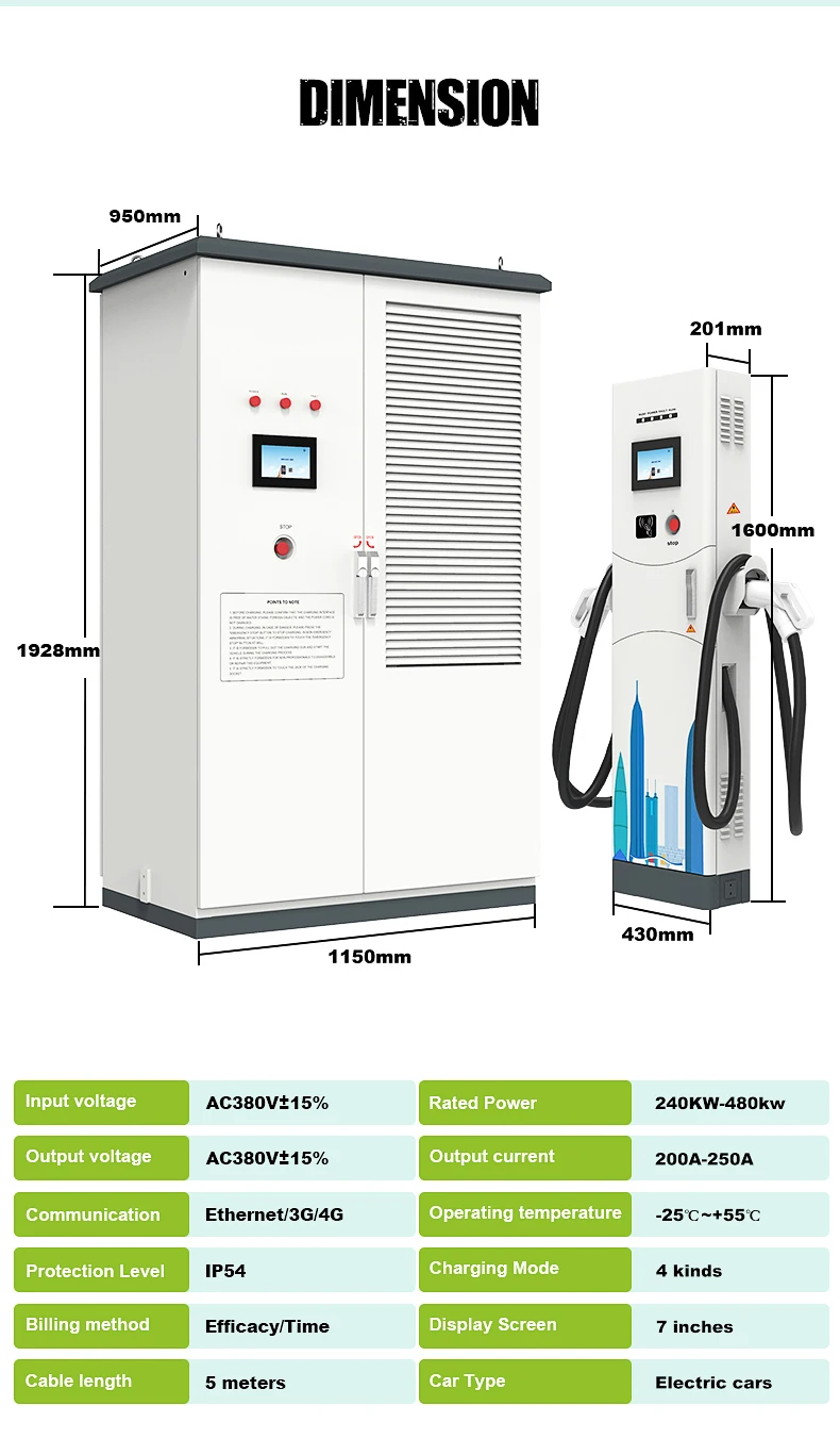 300KW to 480KW DC Fast Charging Stations for Electric Vehicles