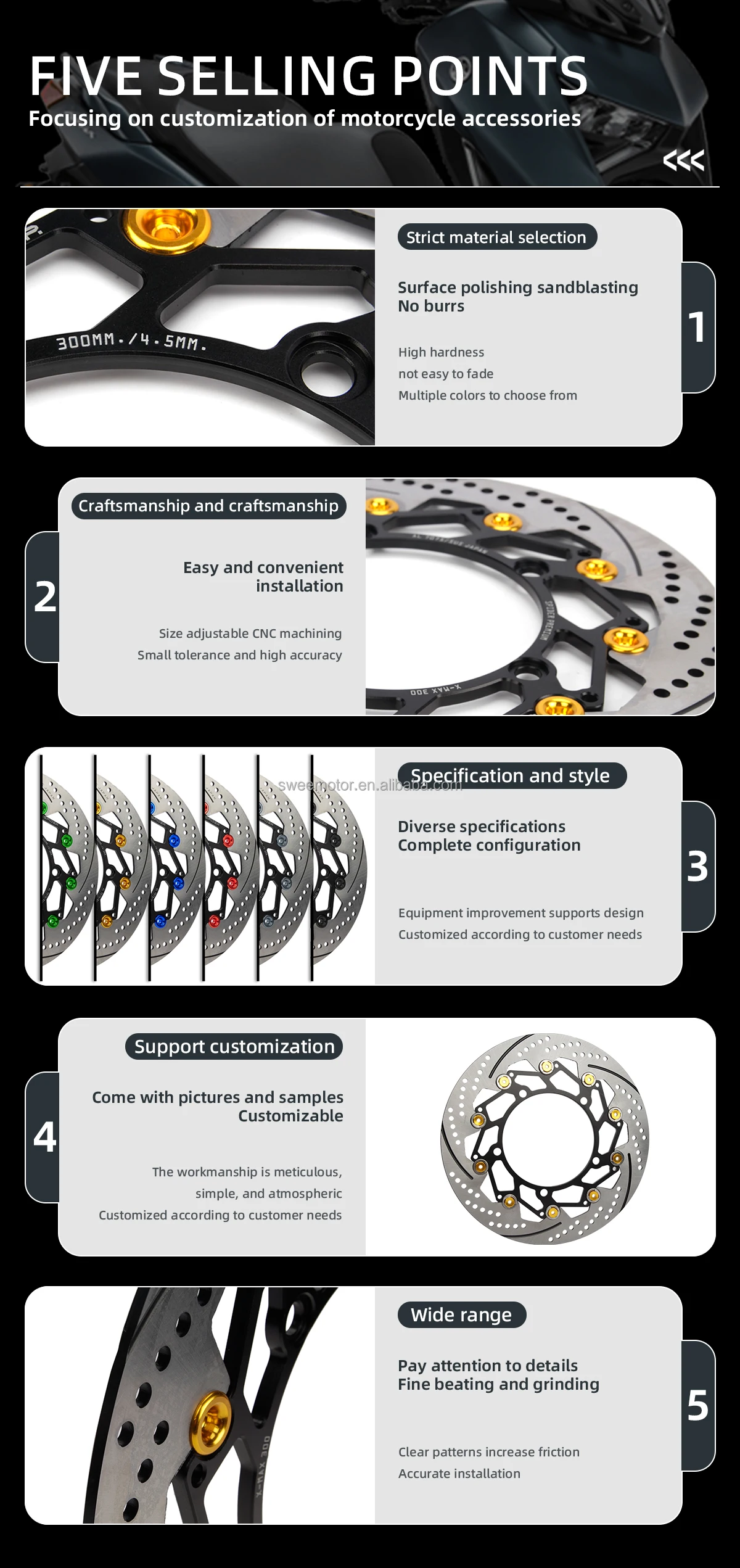 Front Brake Floating Disc For Xmax 300 Yamaha Motorcycle Accessories ...