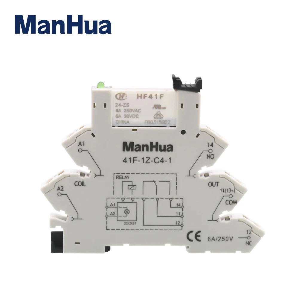 Manhua 41f-1z-c4 1p Din Rail Socket Holder Plug-in Relay Base Including ...