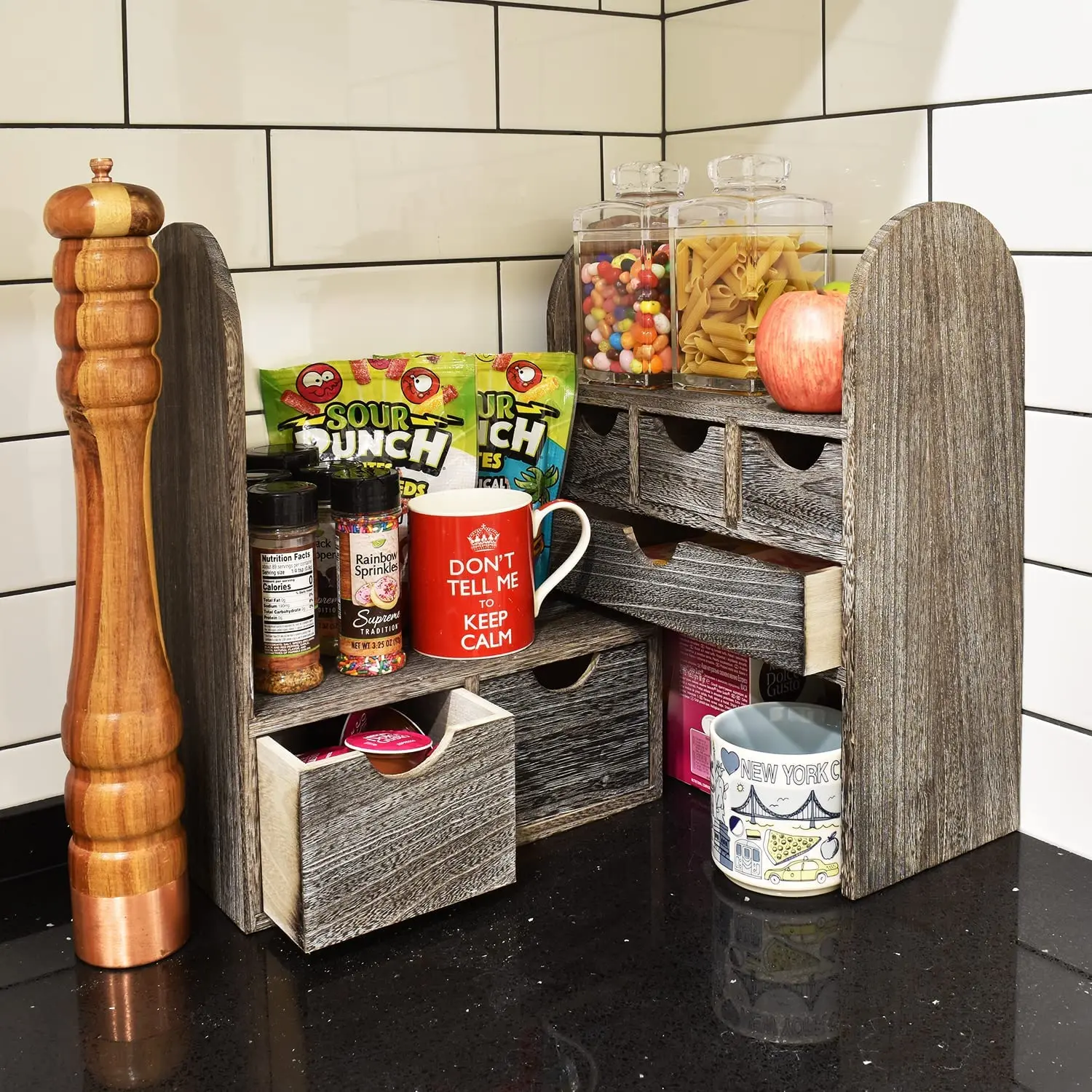 Large Expandable Wooden Desktop Storage Rack Fixed Compartment Shelf ...