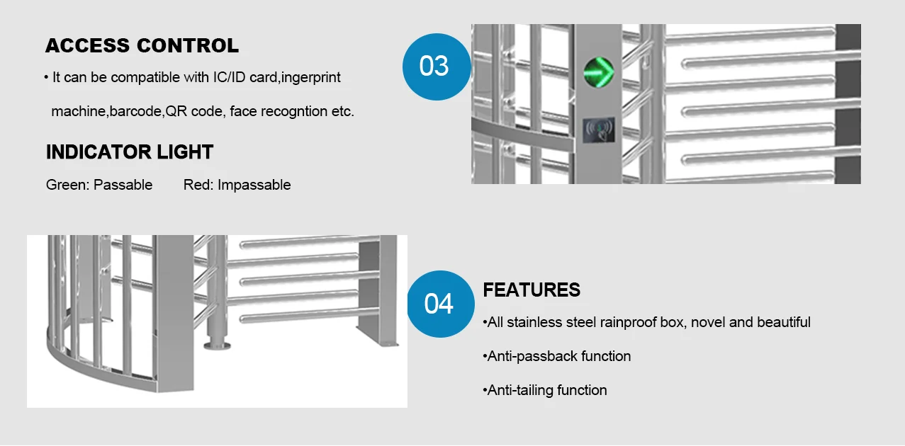 High Security Gate Weather-resistant Unmanned Card Access Control Bi ...