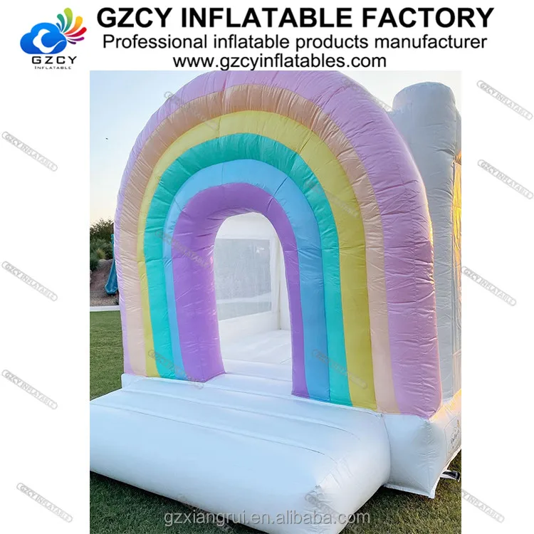 Pastel Rainbow Castle - Customizable Inflatable Bouncer