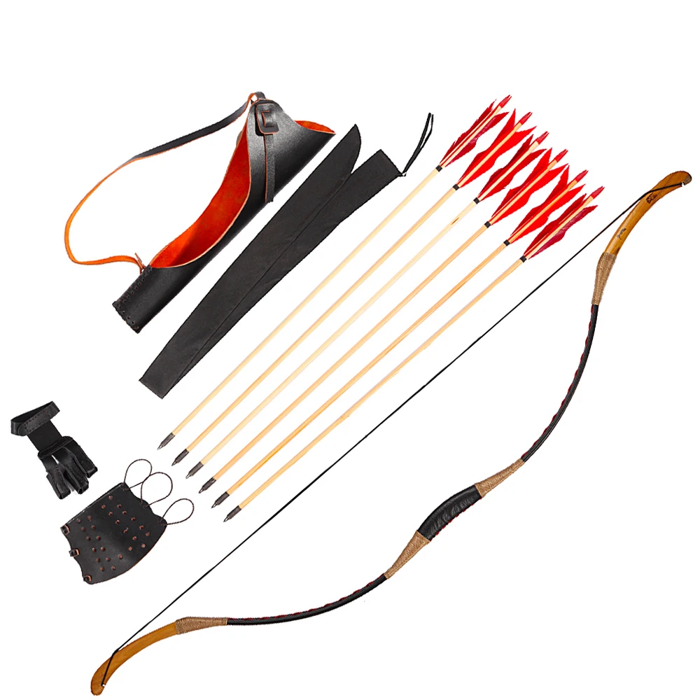 Alibow Traditional Chinese Longbow Black Leather Bow set Handmade ...