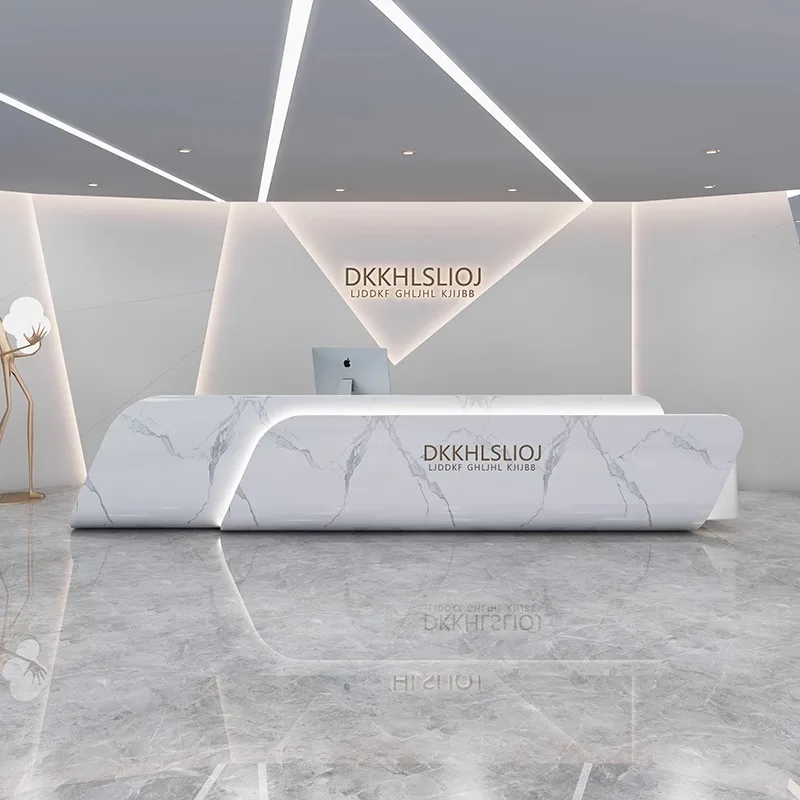 Custom Modern Design Luxury Curved Reception Desk Commercial Office ...