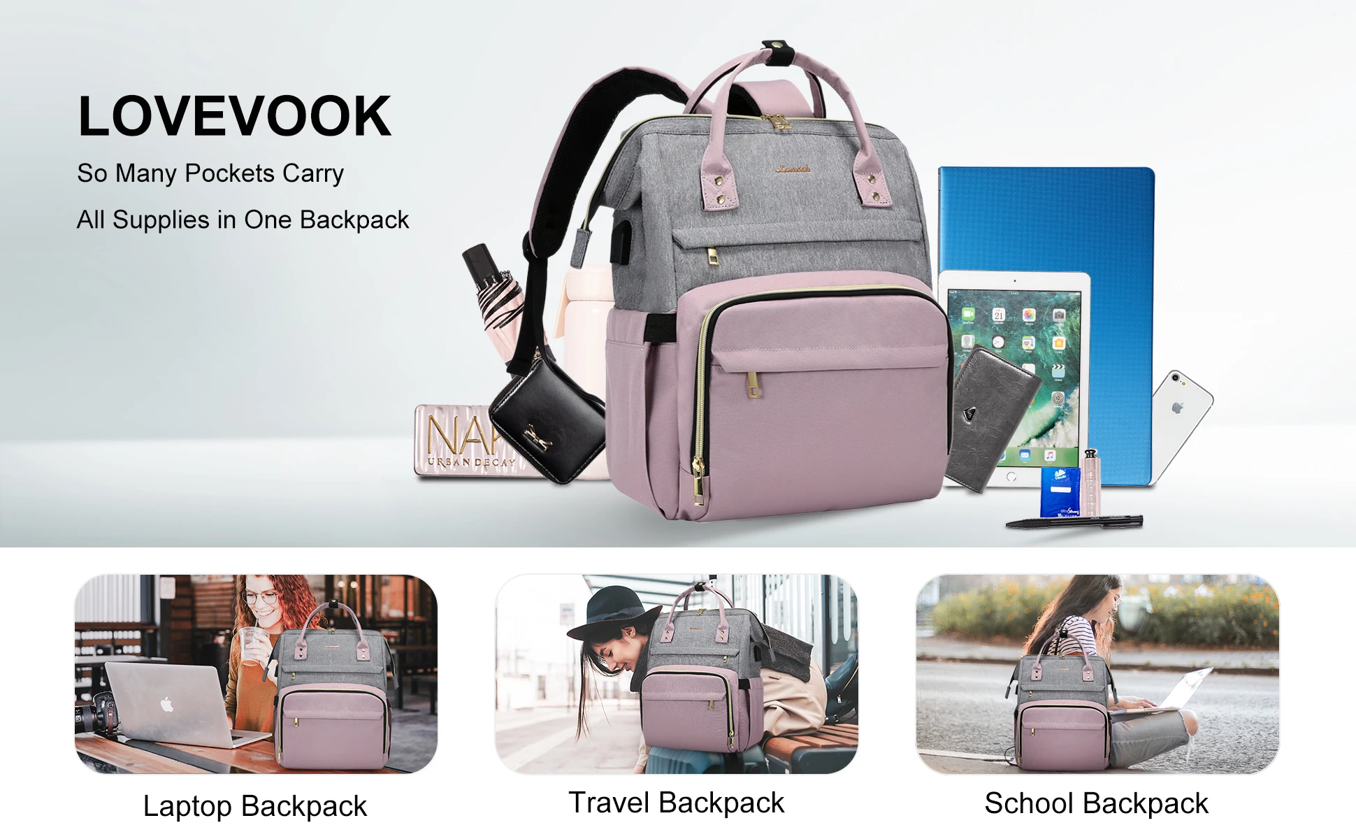 Lovevook Women School Backpacks 14 15.6 17 Inch Travel Bag With Usb ...