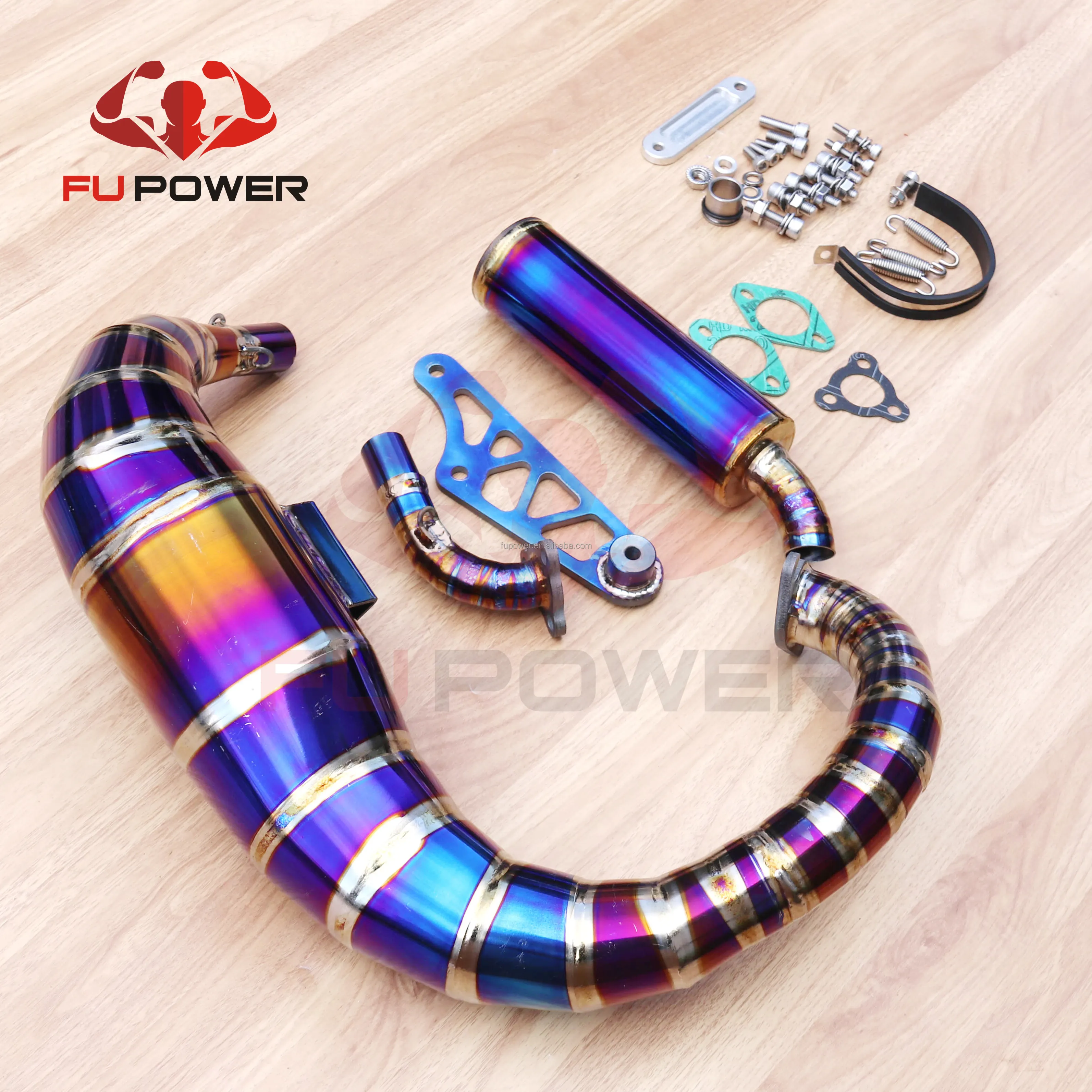 Custom Titanium - Cone Pipe Muffler Motorcycle Exhaust System Kit - Buy ...