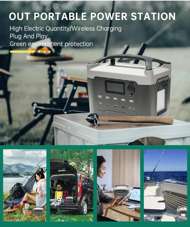 Outdoor 220V 600W UPS Generator Solar Lifepo4 Lithium Battery Portable ...