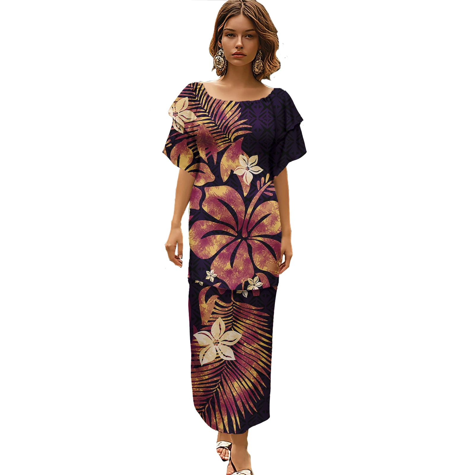 Samoan Polynesian Tribal Fijian Tapa Samoa Print on Demand Custom Puletasi Dress Sexy Asia ...