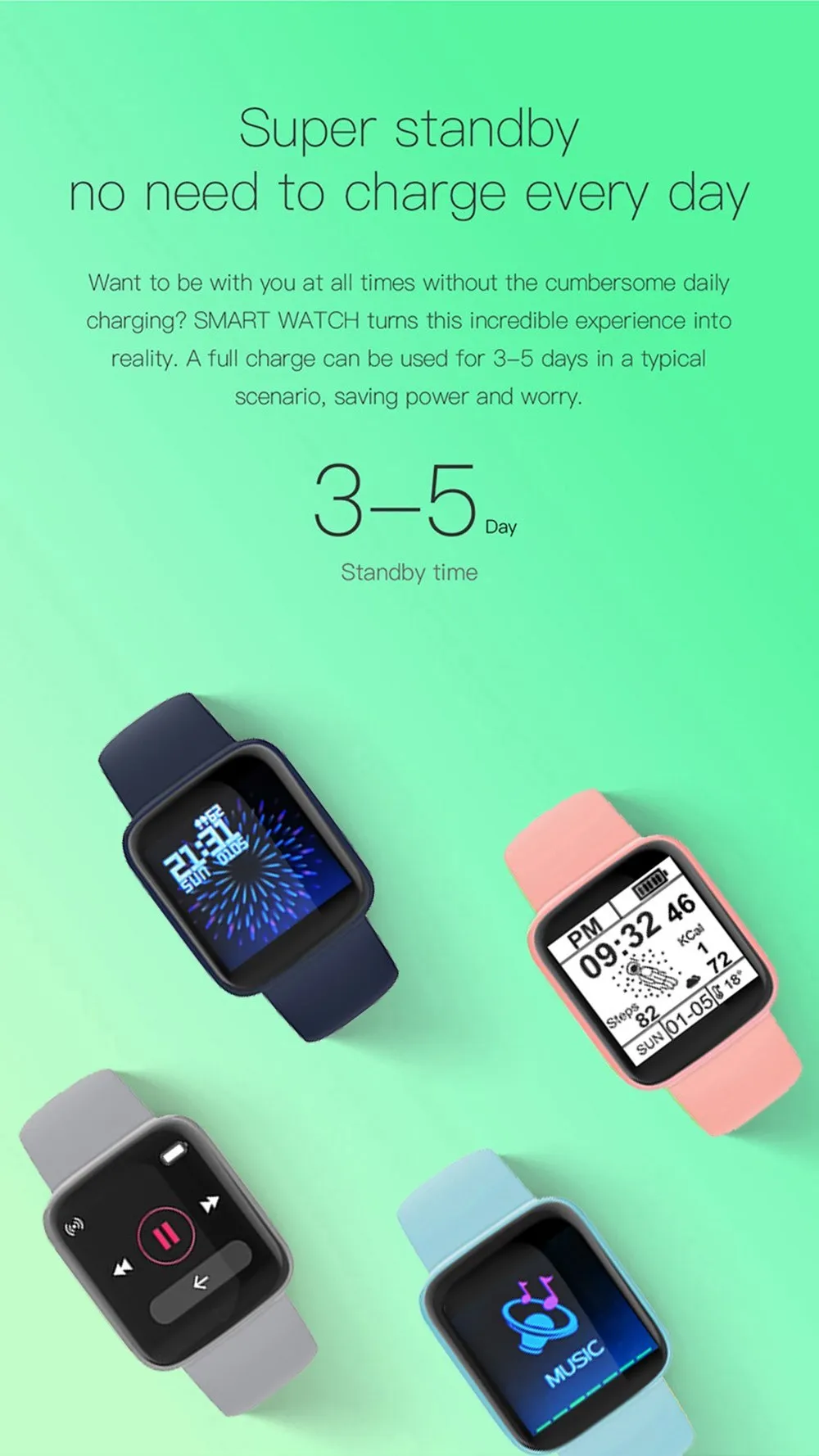 D20 Smart Watch Macaron Y68 Smartwatch Woman Bt Fitness Watch Man Heart ...