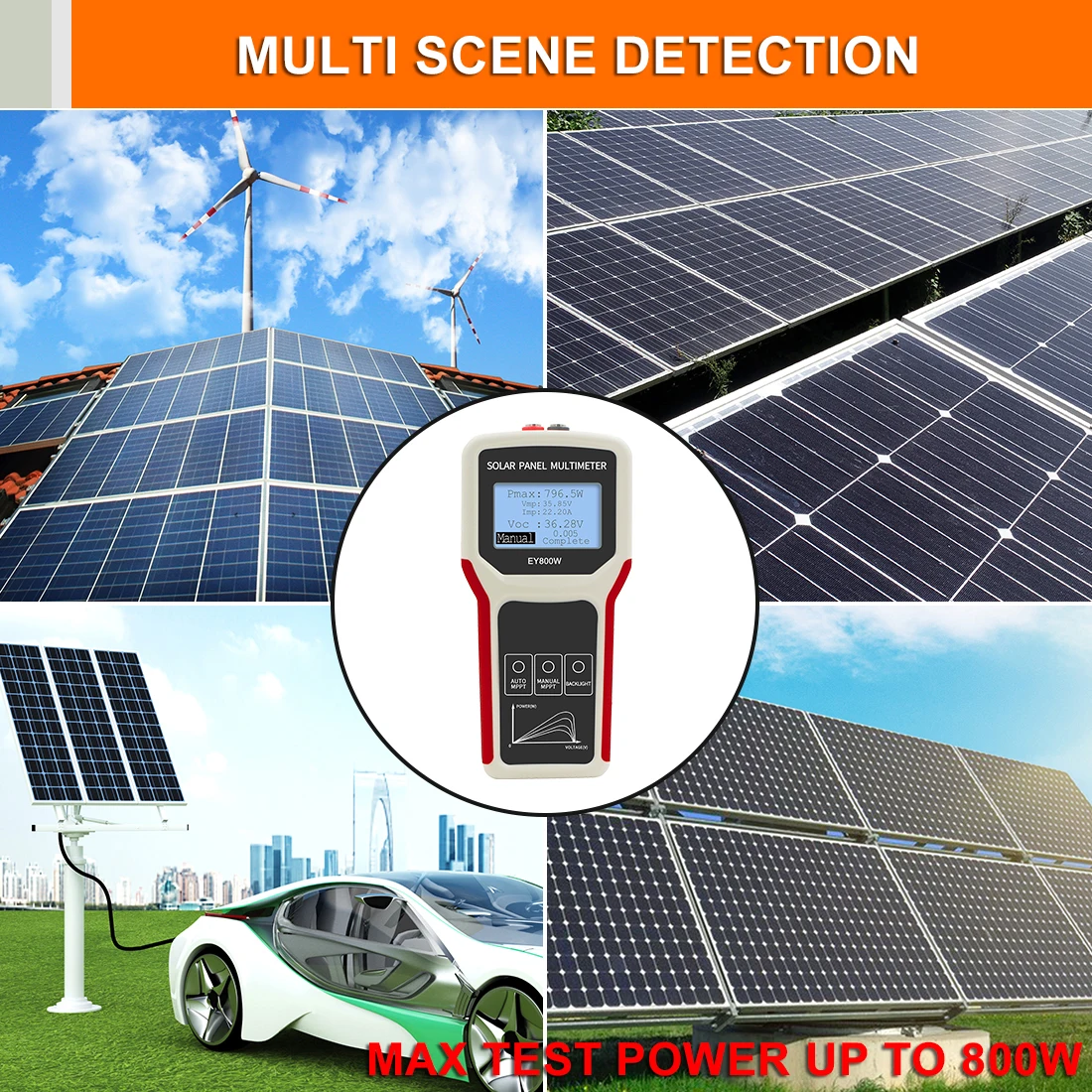 Solar Tester Meter 400w 800w - Photovoltaic Panel Multimeter