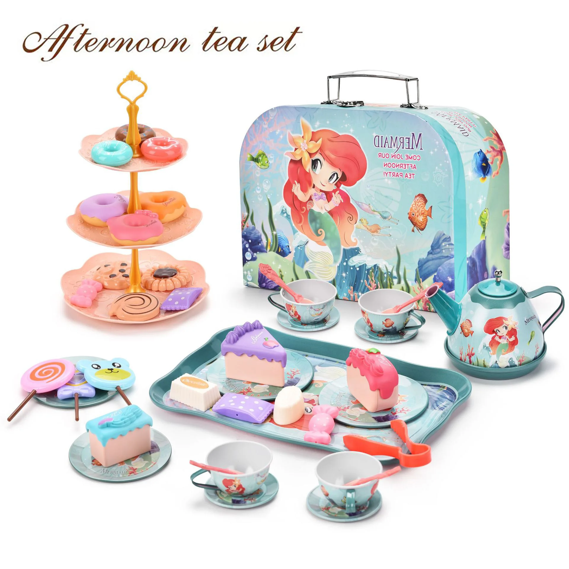 Princess Girls Preschool Pretend Play House Kitchen Toy Mermaid Theme ...