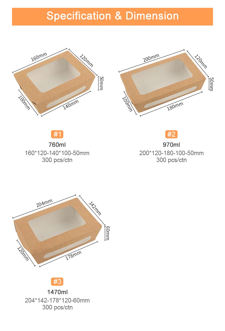 Wholesale to Go Containers - Disposable Kraft Paper Boxes