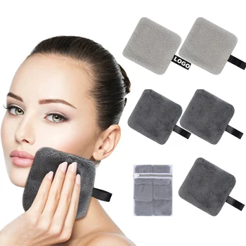 Wholesale Grey Makeup Remover Puff Microfiber Facial Cleansing Square ...