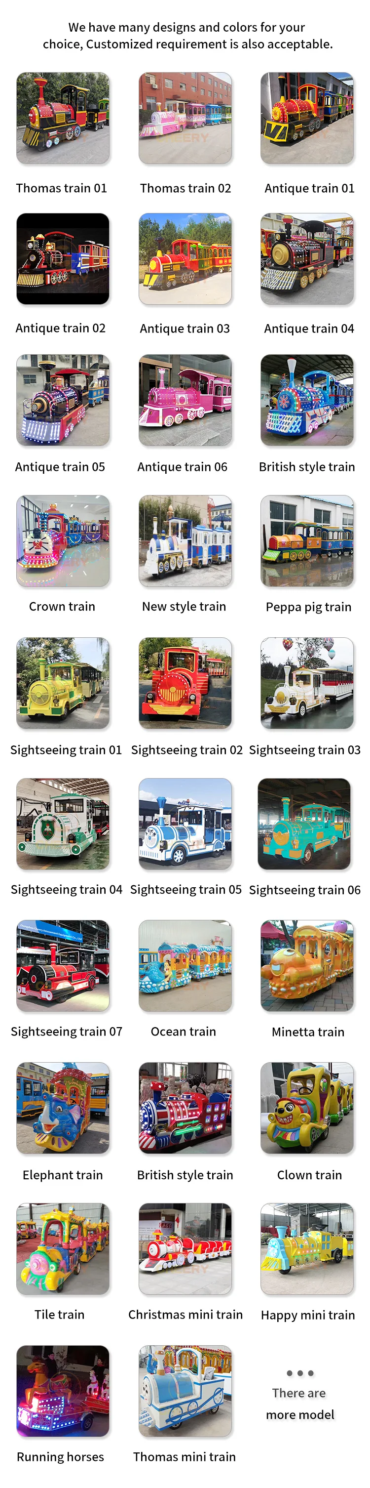 Buy Amusement Park Electric Diesel Engine Tourist Road Trackless Train ...