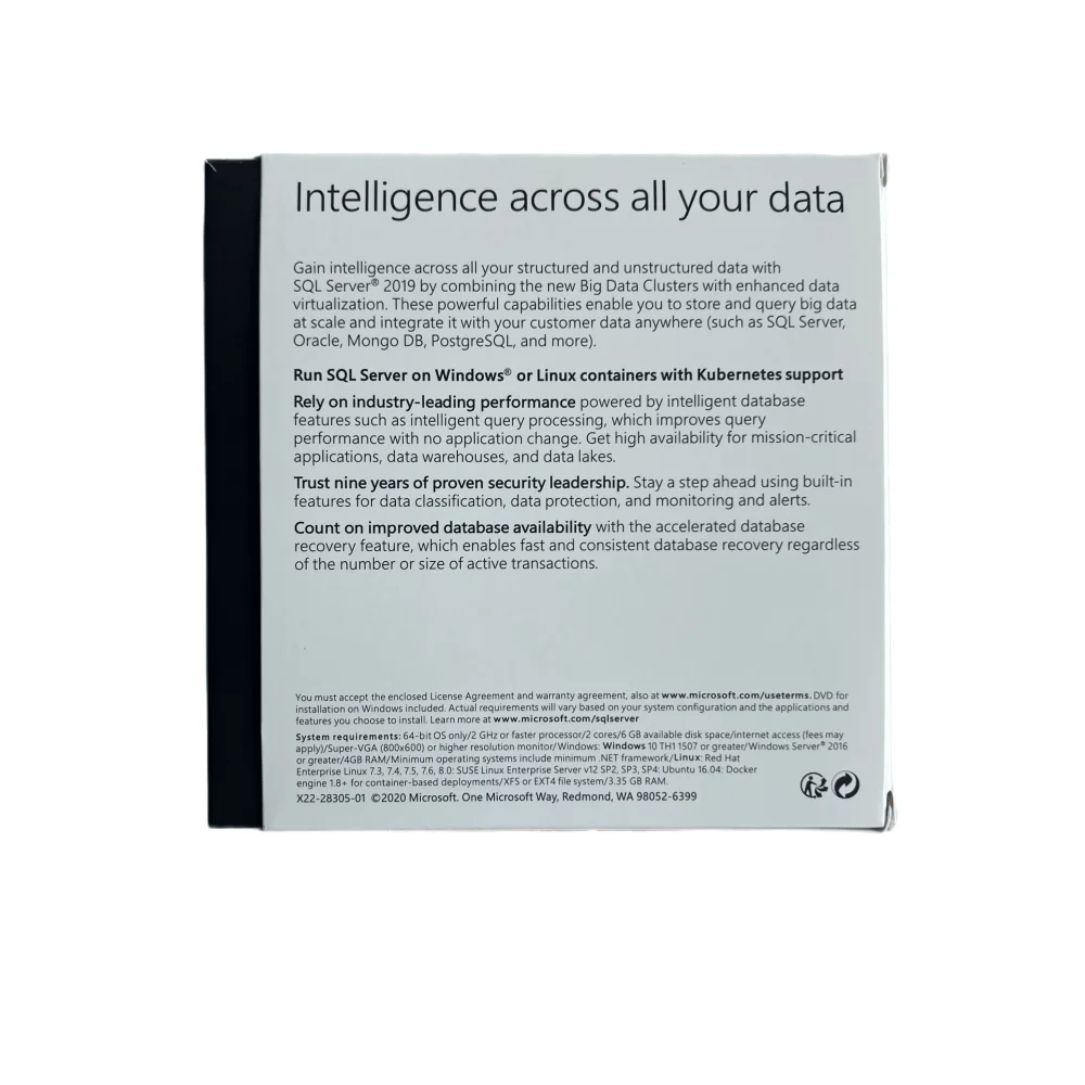 Sql Server 2019 Standard 10 Clt Dvd Oem Pack Sql Server 2019 Support ...