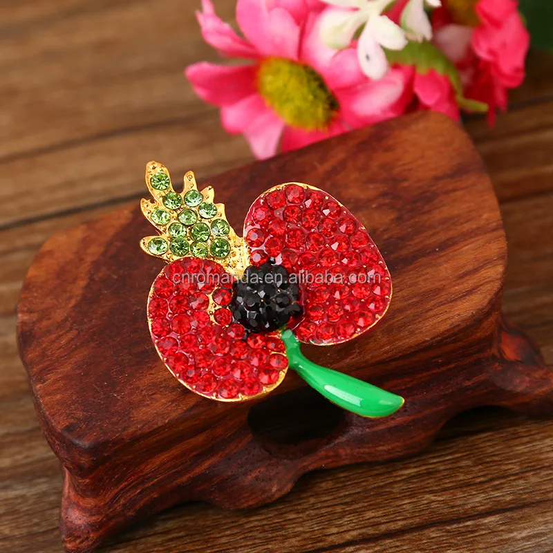 Royal British Legion Poppy Flower Brooch Uk Remembrance Day Red ...