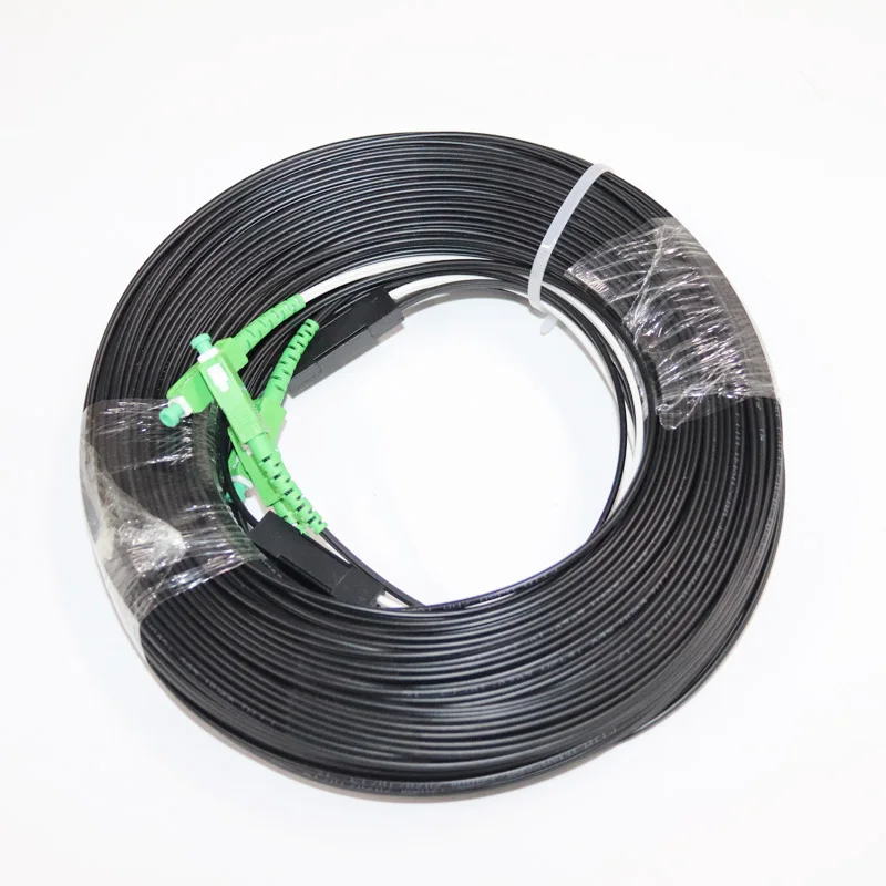 100m 2 Steel 2 Core Drop Cable Fiber Optic Sc Fc Lc St Connectors Ftth ...
