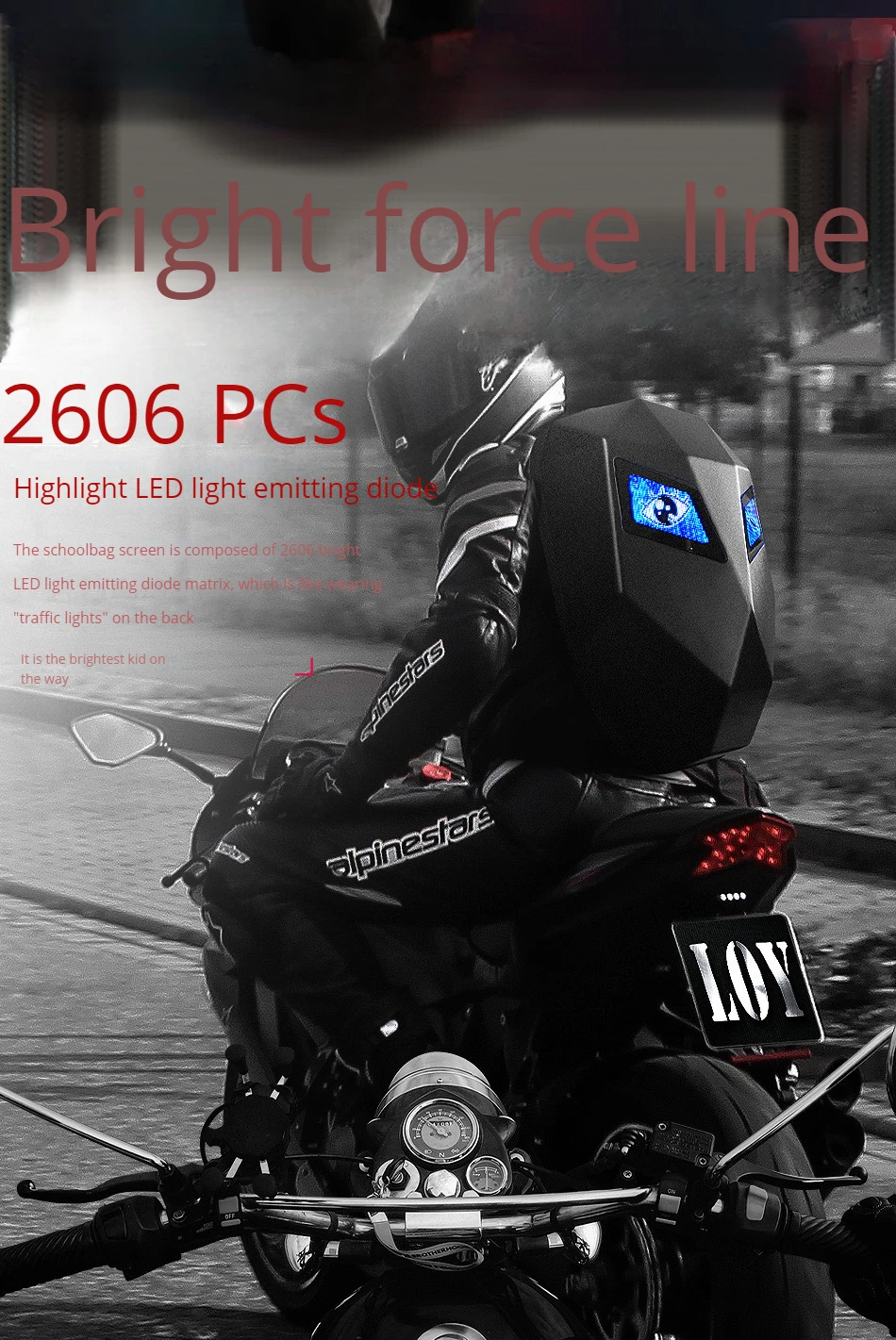 Black Waterproof Motorcycle Backpack for Outdoor Sports & Travel, OEM