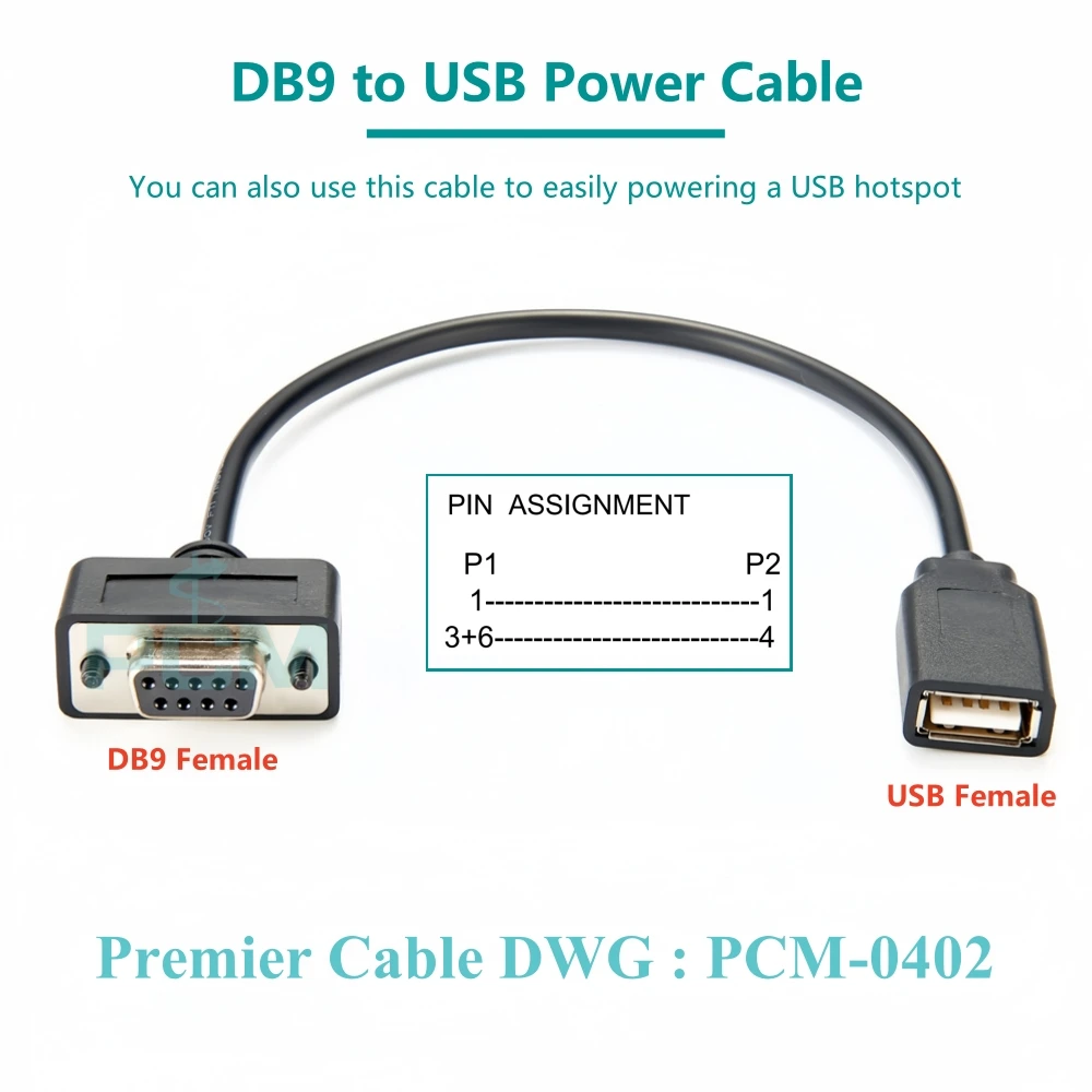D-Sub 9 Pin DB9 Female to USB Power Cable for CAN Bus OEM | Wholesale