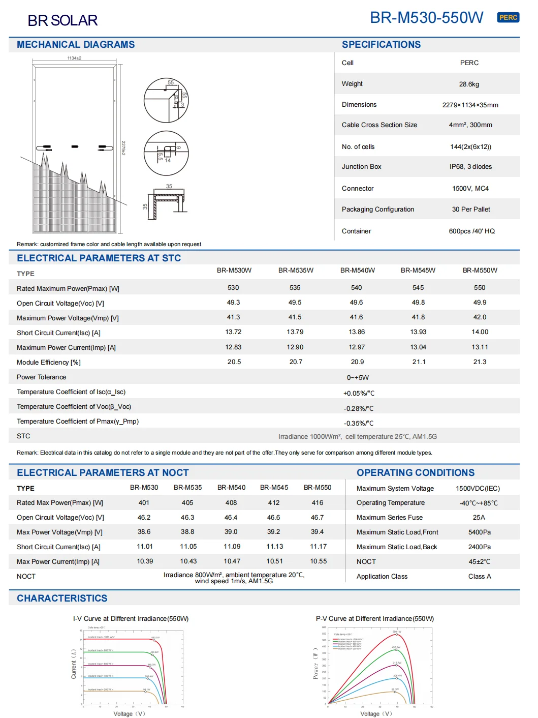 BR SOLAR Complete Half Cell Bifacial Solar Panels Kit 550w Perc All ...