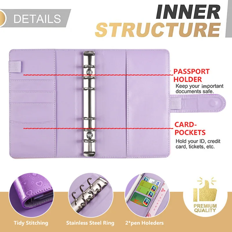 Custom Money Saving Budget Binder Wallet Pu Leather Notebook Planner ...