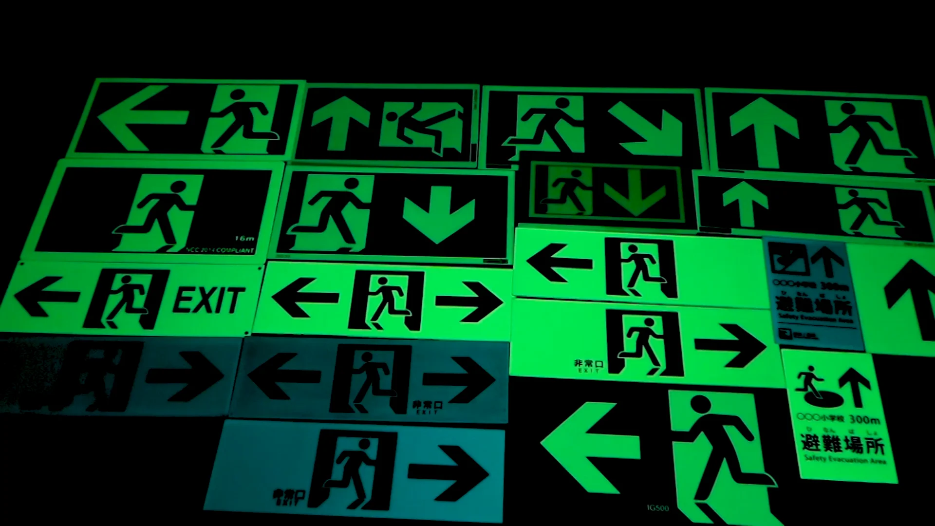Safety Fluorescent Emergency Exit Sign Outdoor Used Green Custom ...