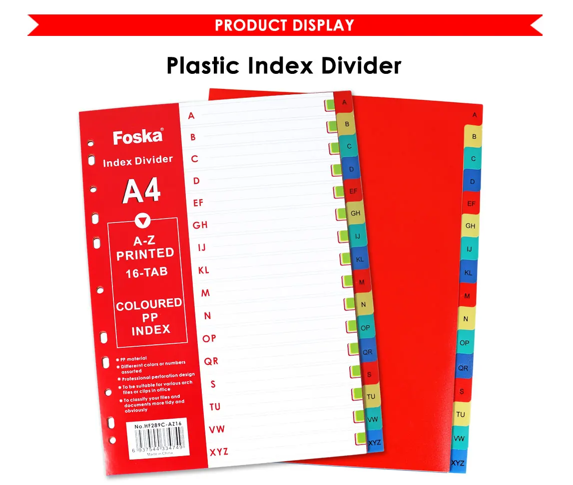 A4 Assorted Colors Pp Index Divider - Buy Index Divider,Pp Index ...
