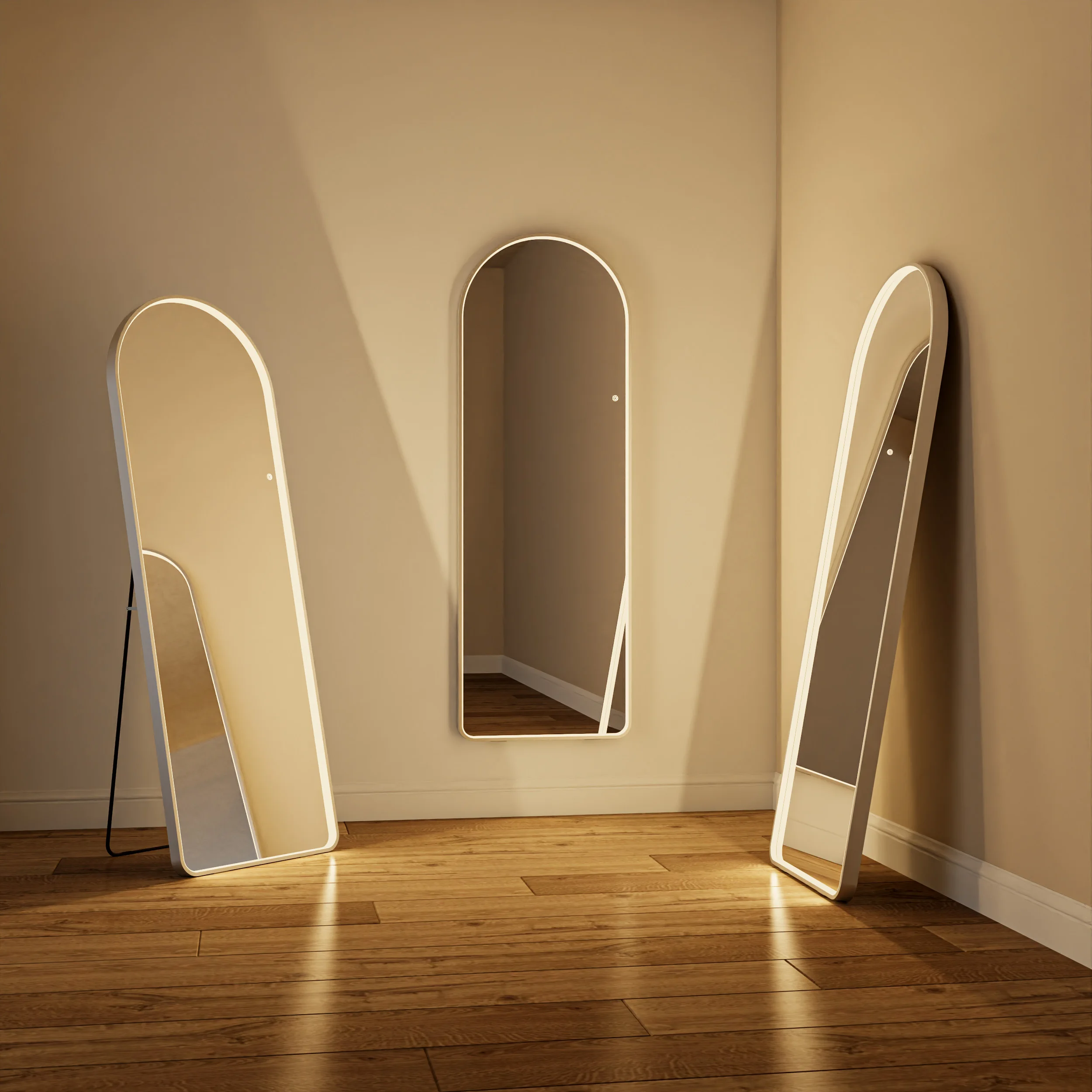 Free Standing Lighted Wall Mounted Living Room Arched Full Body Length ...