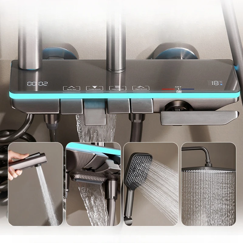 Brass Wall Mounted Shower Digital Atmosphere Light Piano Digital ...