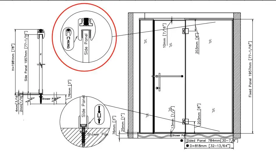 Custom 500+ Brightness Contemporary Aluminum Channels for Glass Shower ...
