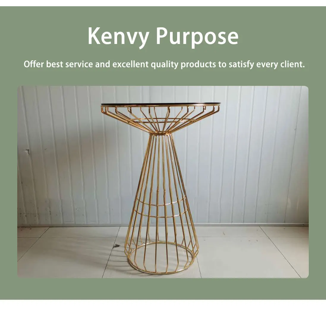 Stainless Steel Nightclub Marble Round Tables - Gold & Black