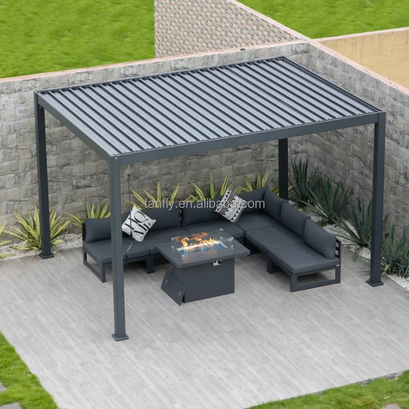 Garden Patio Pergola Aluminum Outdoor Gazebo Waterproof Pavilion ...