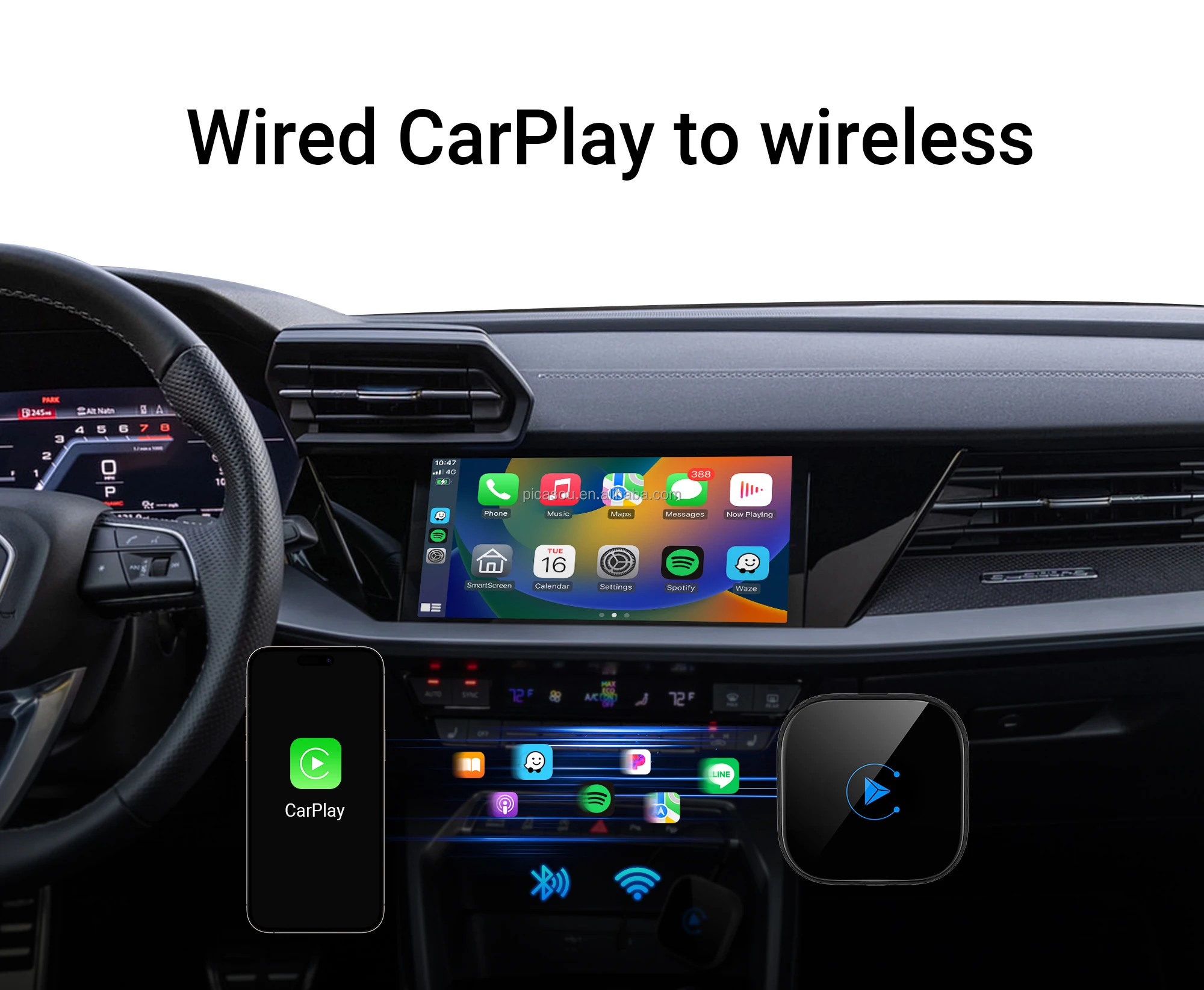 Ottocast Portable Carplay Adapter - Universal Wireless Dongle