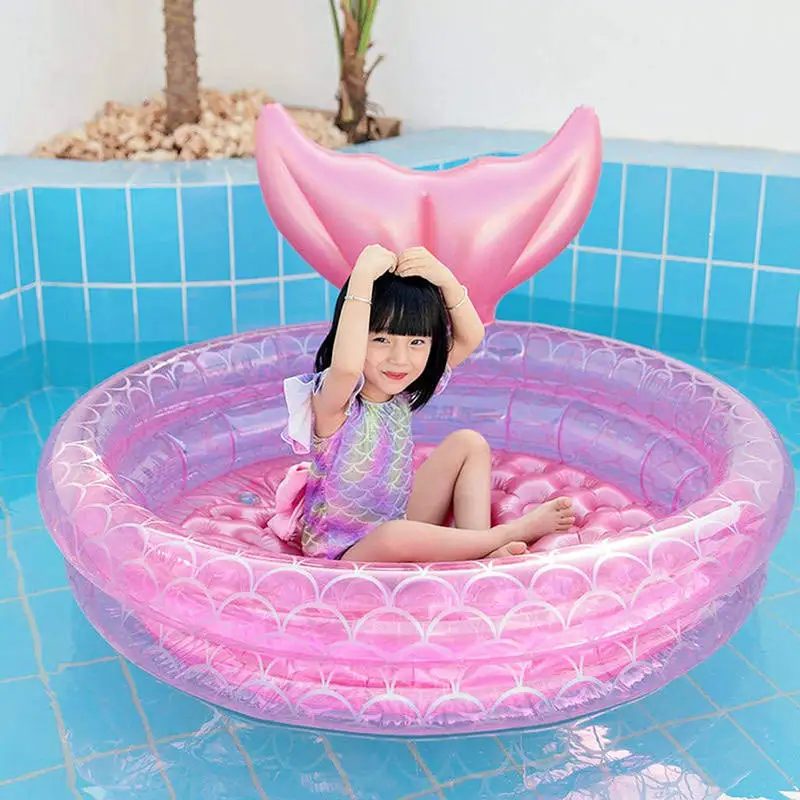 2 Rings Pink Inflatable Mermaid Tail - Perfect Pool Toy