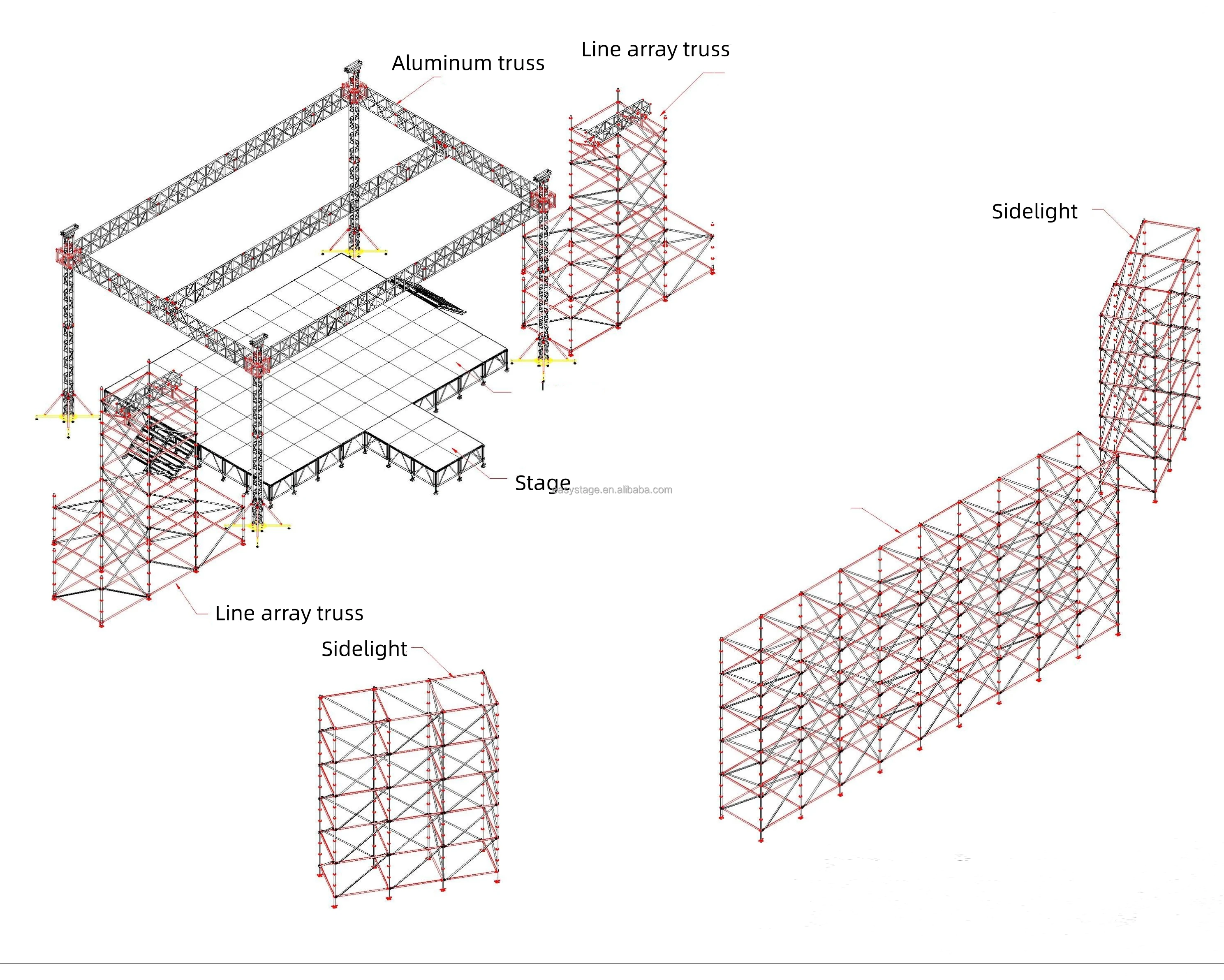 Portable 5-Layer Aluminum Steel Truss System for Auditorium Layher ...