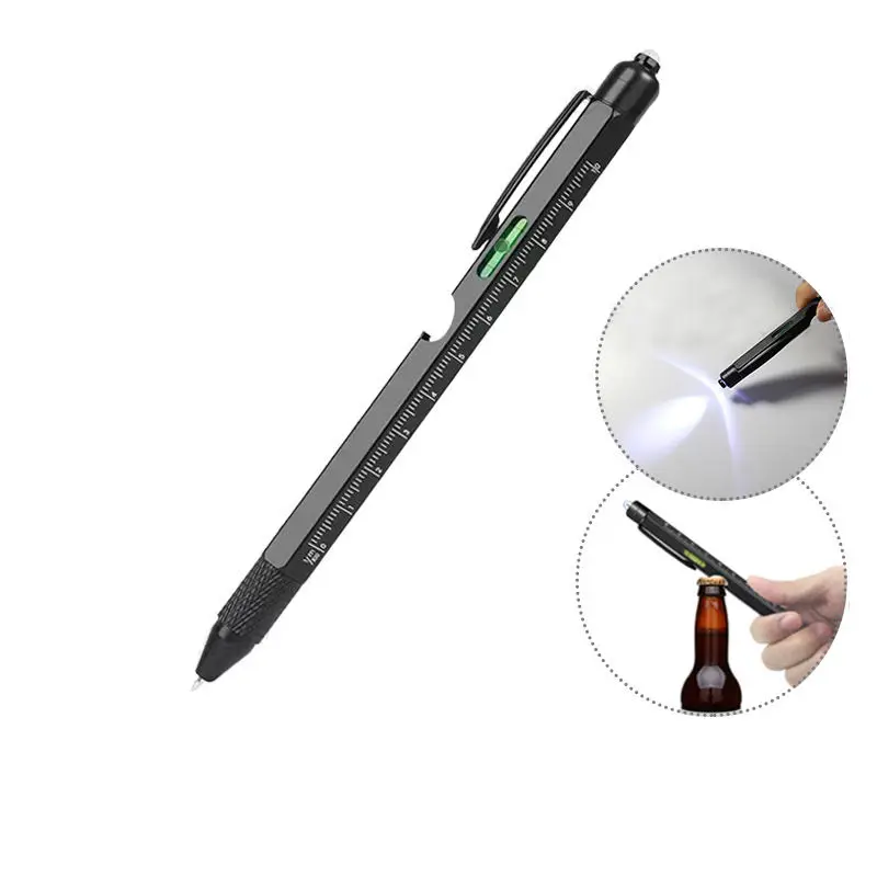 9 in 1 Metal Multitool Pen - LED Light Stylus Ruler