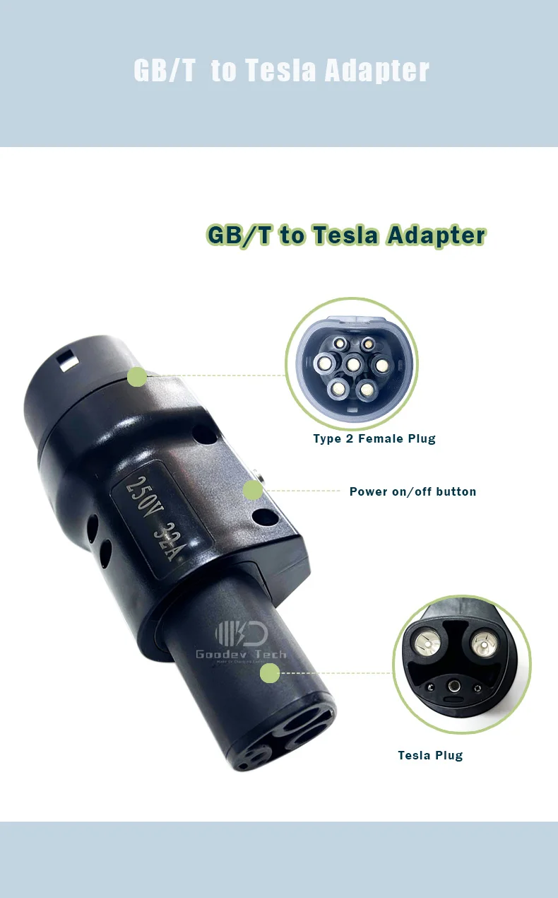 32a 7kw Ev Charger Converter Adapter Gb/t Gbt To Tesla Tpc Nacs Adapter ...